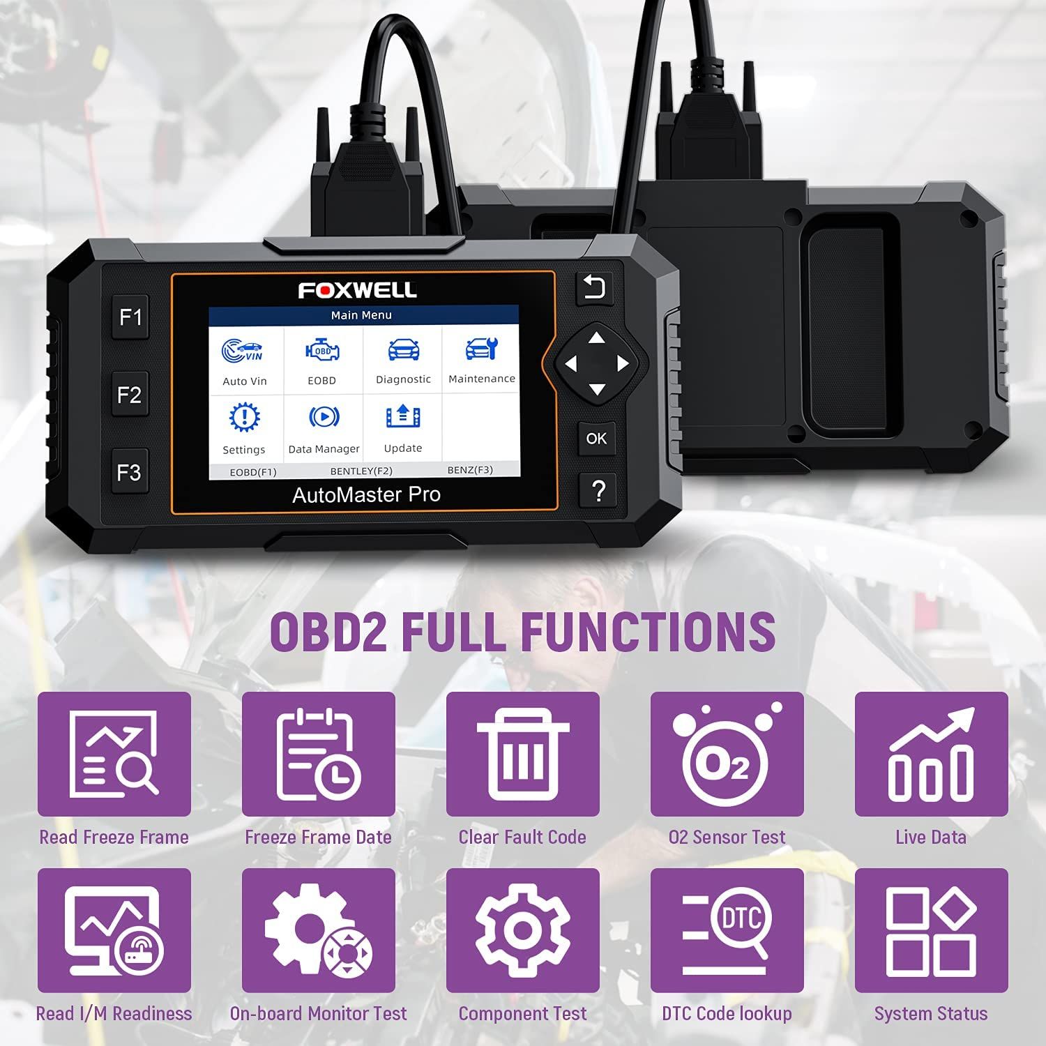 FOXWELL NT614 Elite Obd2 Scanner, Transmission ABS Engine Airbag ...