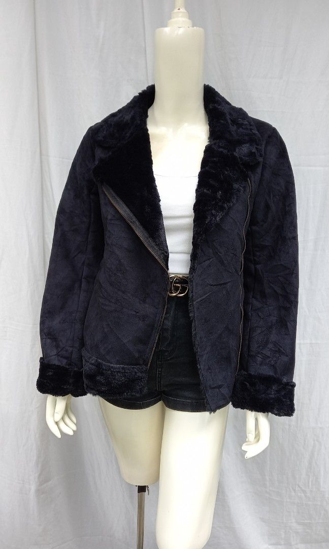 GRL Mouton Fur Rider Jacket, Women's Fashion, Coats, Jackets and ...