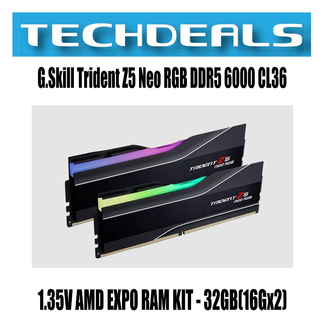 G.Skill Trident Z5 Neo RGB DDR5 6000 CL36 1.35V AMD EXPO RAM KIT - 32GB ...