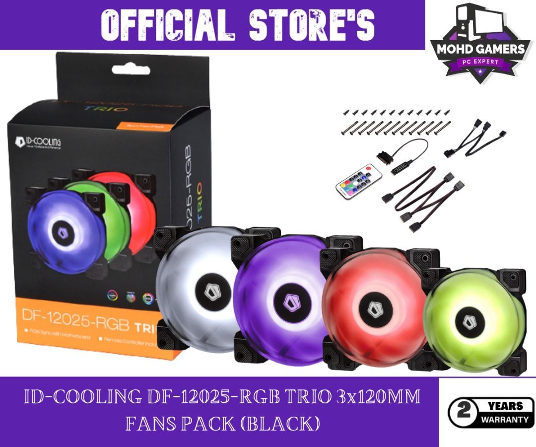 ID-COOLING DF-12025-RGB TRIO 3x120MM FANS PACK (BLACK), Computers ...