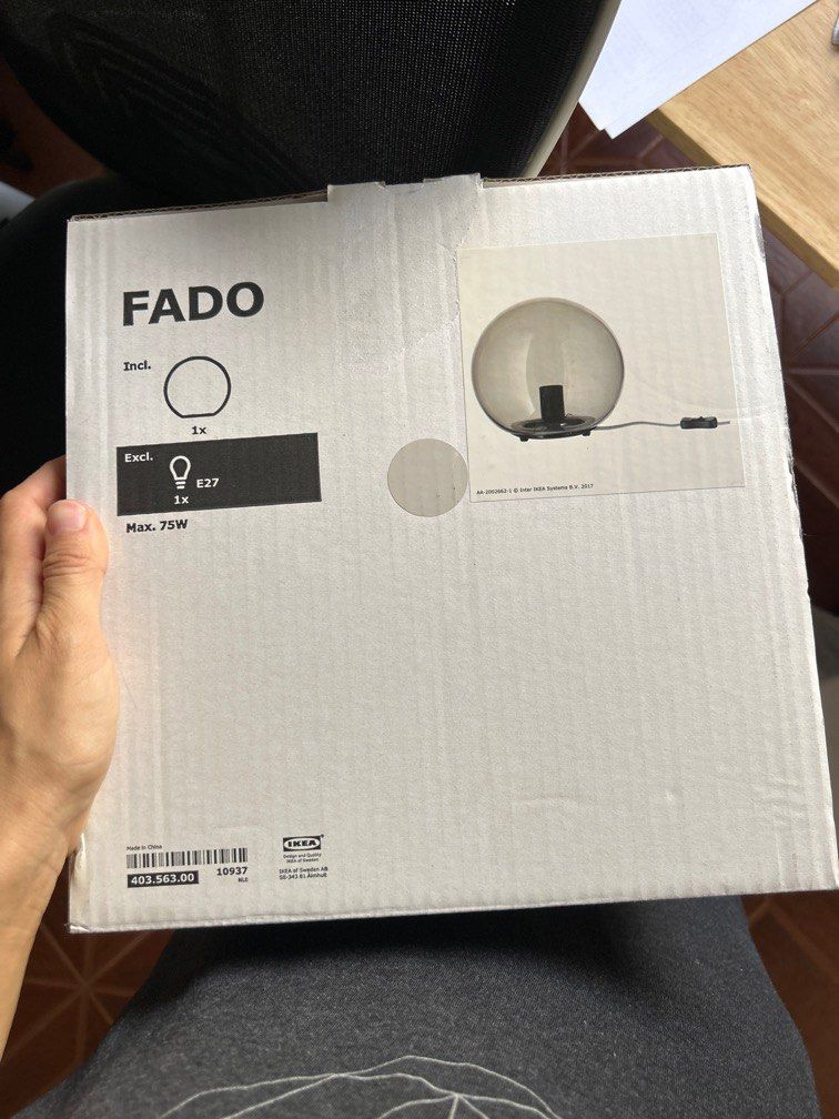 Ikea Fado Lamp Grey with lightbulb, Furniture & Home Living, Lighting ...