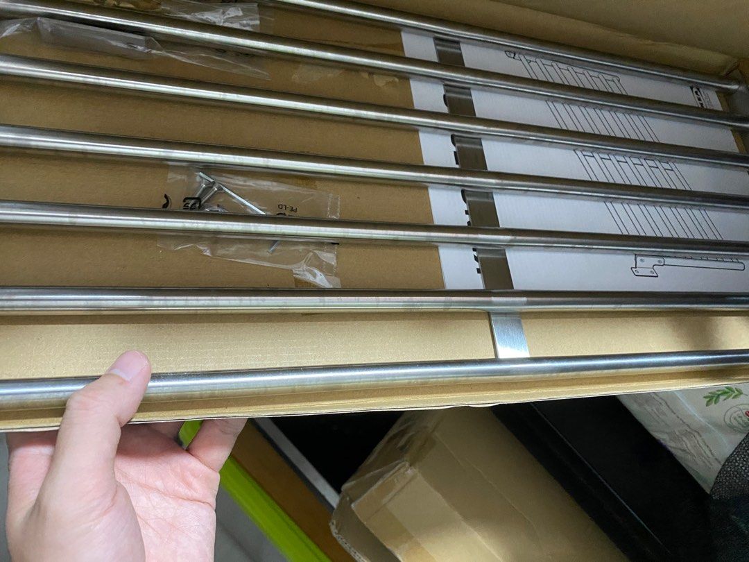 IKEA KUNGSFORS wall grid + bamboo shelf + 3 suspension rails 80cm ...