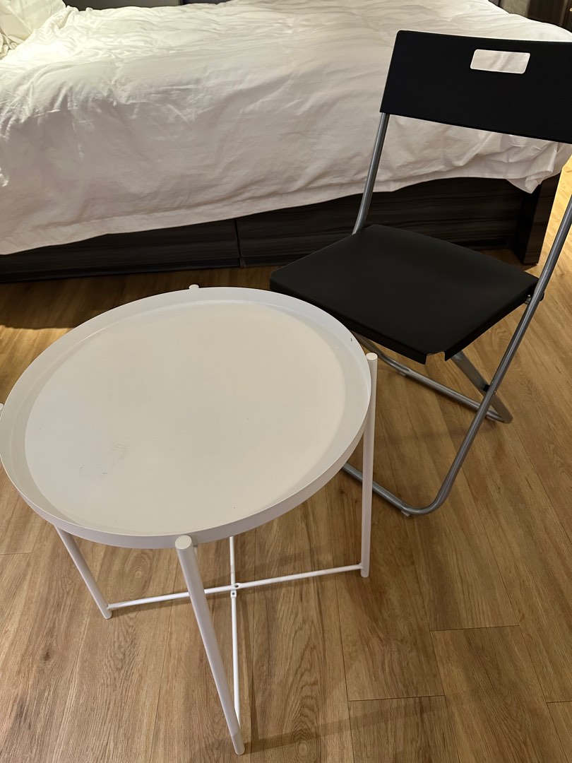 IKEA portable table and chair, 傢俬＆家居, 傢俬, 桌子 - Carousell