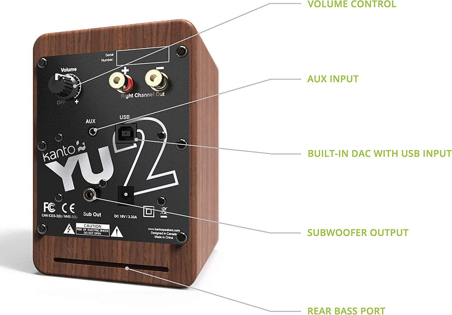 Kanto YU2 PC Gaming Desktop Speakers | 3" Composite Drivers | 3/4" Silk Dome Tweeter | Class D ...