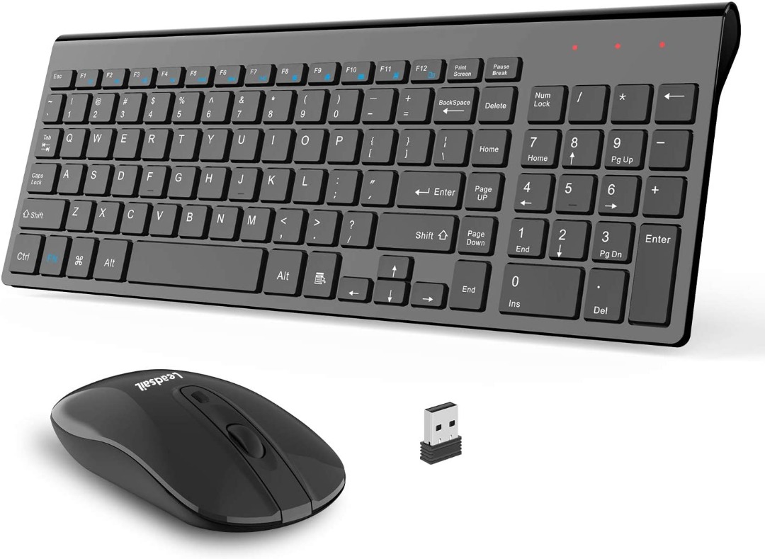 LeadsaiL Full Size Compact Wireless Keyboard and Mouse Combo Set, Less ...