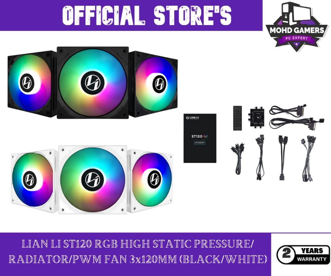 LIAN LI ST120 RGB HIGH STATIC PRESSURE/RADIATOR/PWM FAN 3x120MM (BLACK ...