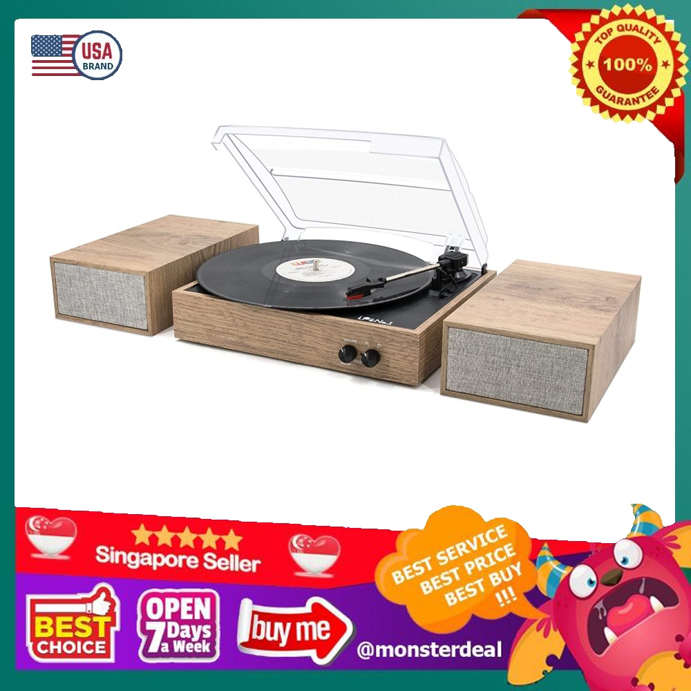 LP&No.1 Bluetooth Turntable Hi-fi System with Bookshelf Speakers, 3 ...