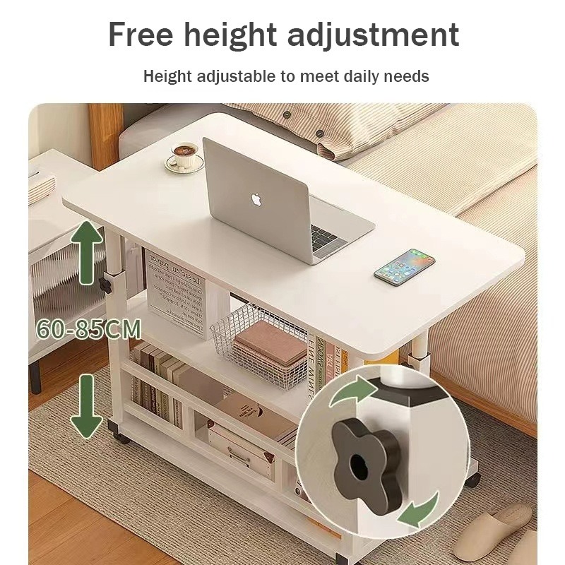 Movable Bedside Table Height Adjustable Universal Wheel Sofa/Bed Side ...