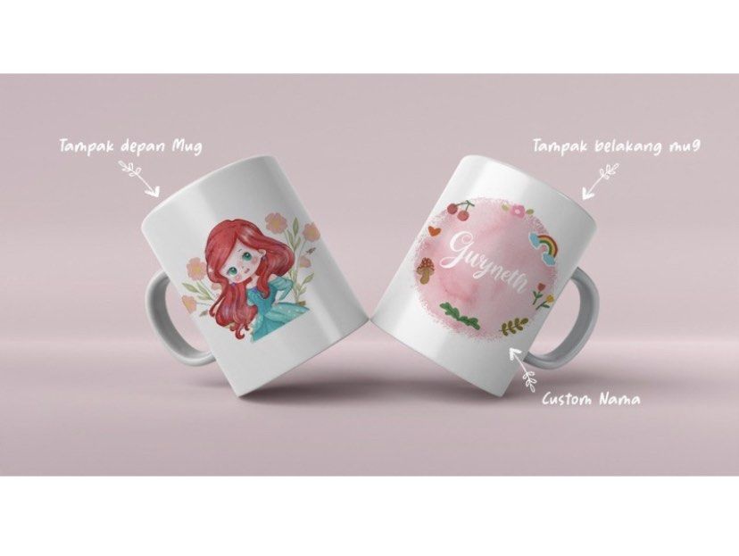 Mug Custom Cute Free Add Name Logo Animation Cartoon Initial For Gift ...