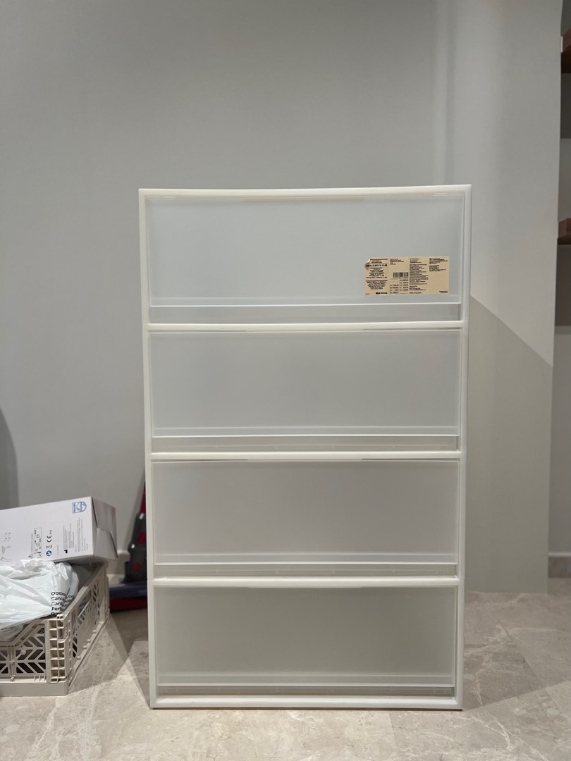 MUJI Polypropylene Storage Case Wide Large 4 Drawer, Furniture & Home ...