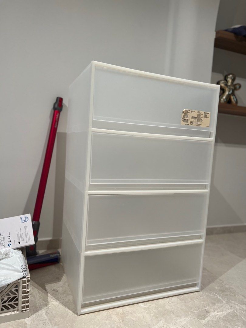MUJI Polypropylene Storage Case Wide Large 4 Drawer, Furniture & Home ...