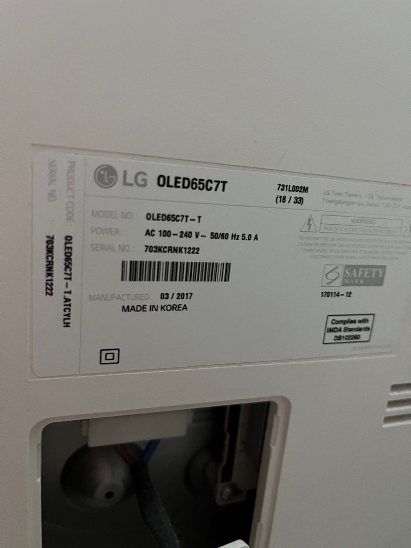 OLED TV 65 OLED65C7T LG, TV & Home Appliances, TV & Entertainment, TV ...