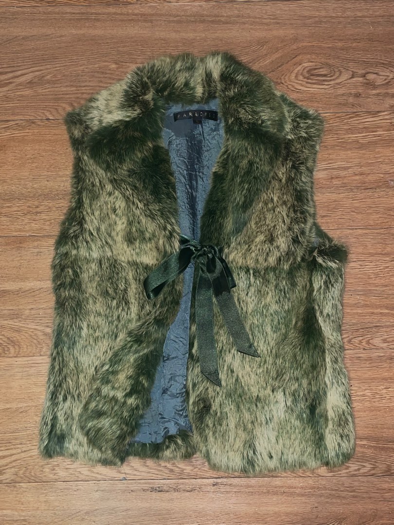 Paradiso Moss Green Fur Vest on Carousell