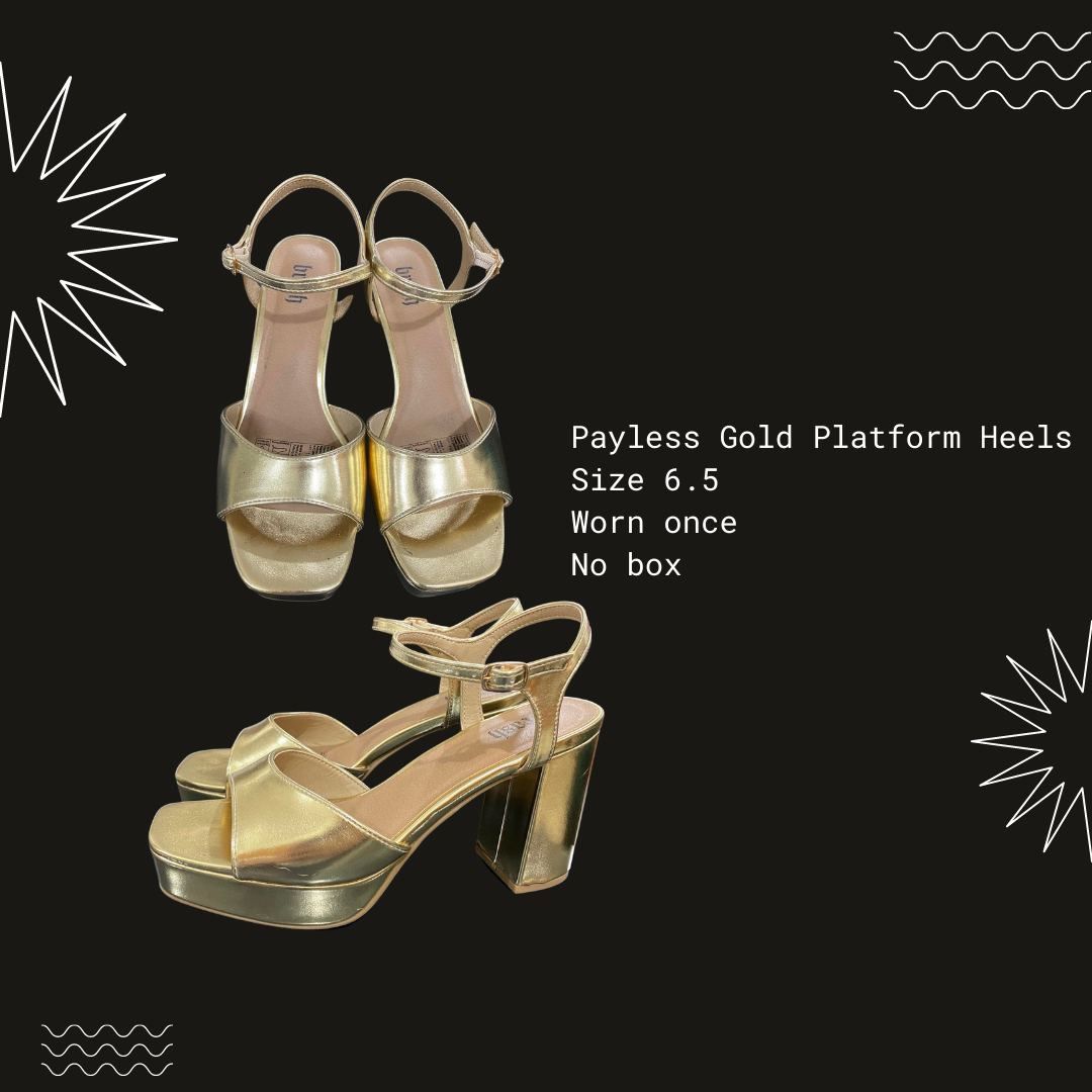Payless Gold Platform Heels No Box, Women's Fashion, Footwear, Heels on ...