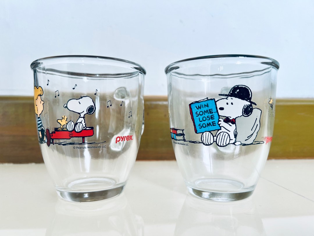 PYREX PEANUTS Glass Mug Set (limited edition), Furniture & Home Living ...