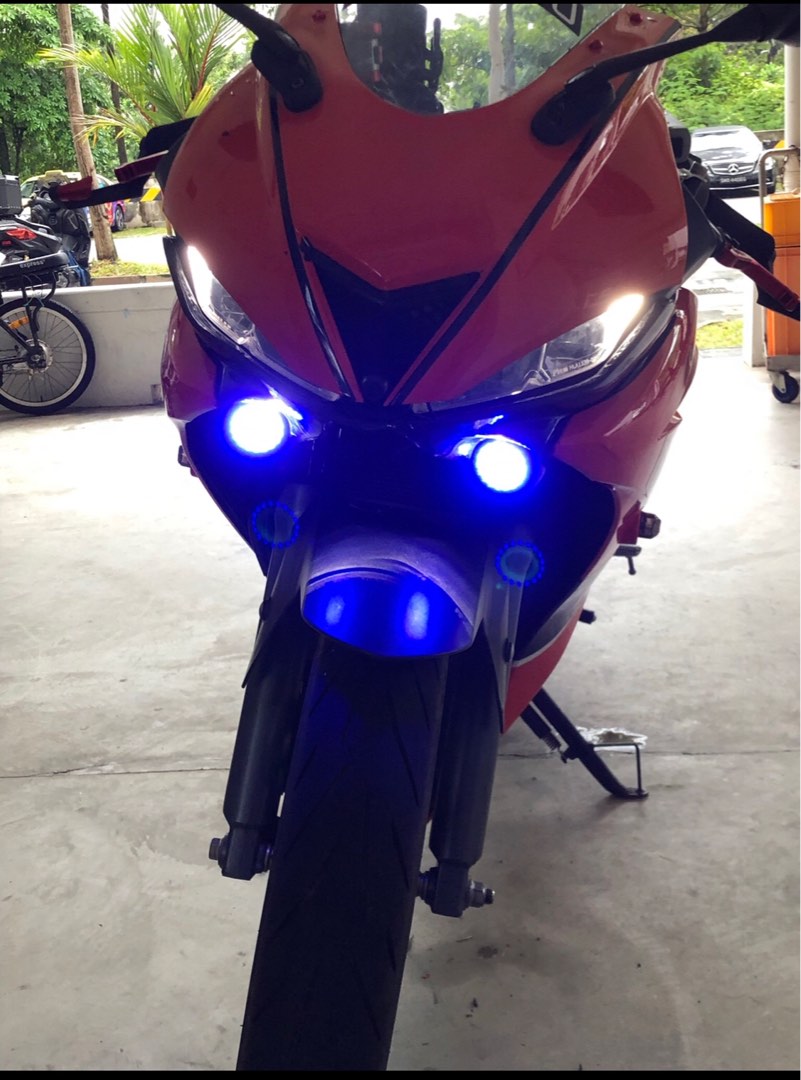 R15 v3 winglet with blue lights, Motorcycles, Motorcycle Accessories on ...