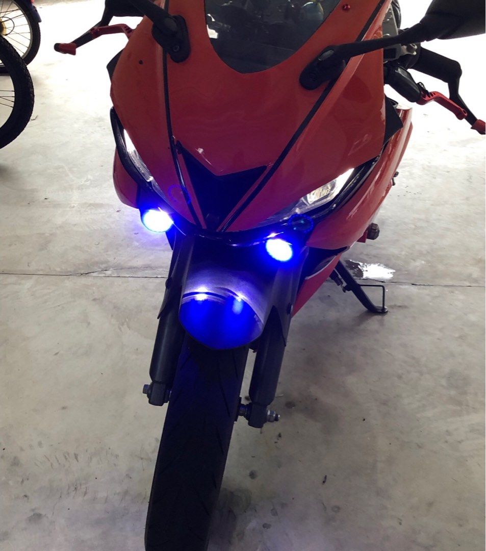 R15 v3 winglet with blue lights, Motorcycles, Motorcycle Accessories on ...