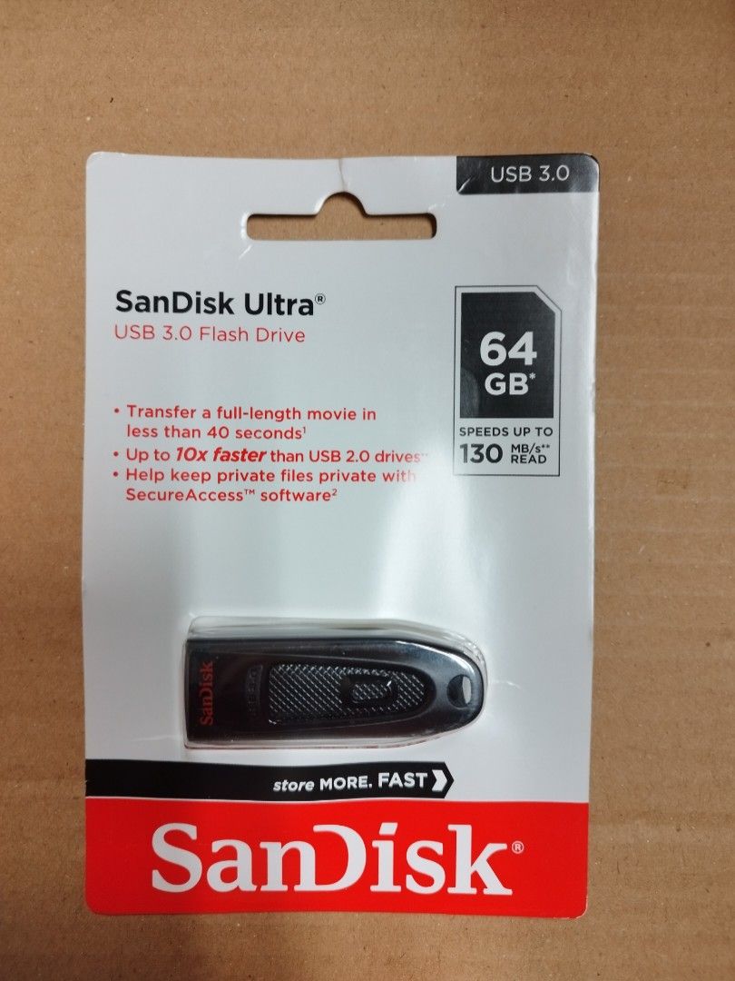 Sandisk Ultra Flash Drive 64G, 電腦＆科技, 電腦周邊及配件, 硬碟及儲存器 - Carousell