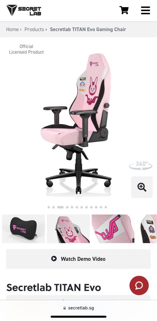Secretlab Titan Evo Overwatch official licensed gaming chair Dva ...