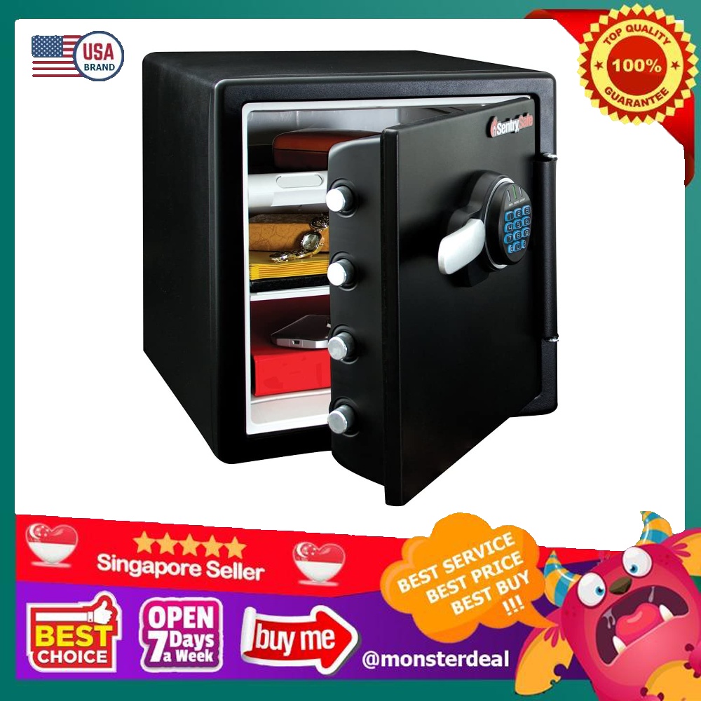 SentrySafe SFW123FUL Fireproof Waterproof Safe with Digital Keypad, 1.23 Cubic Feet, black ...