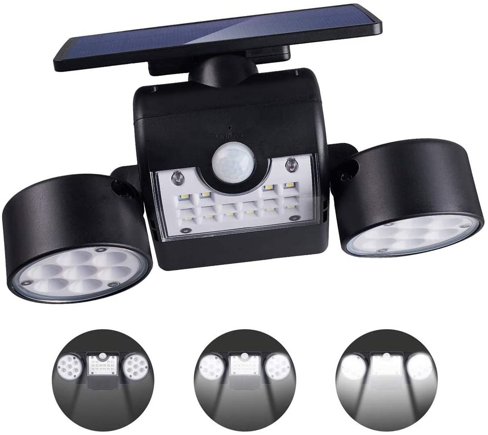 Solar Double Headlight Spotlight, 30 LED 3 Optional Mode, Adjustable ...