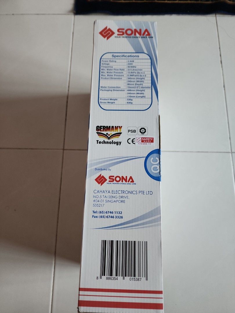 SONA water/shower heater, SWH 226 (no installation), TV & Home Appliances, Water Heater ...