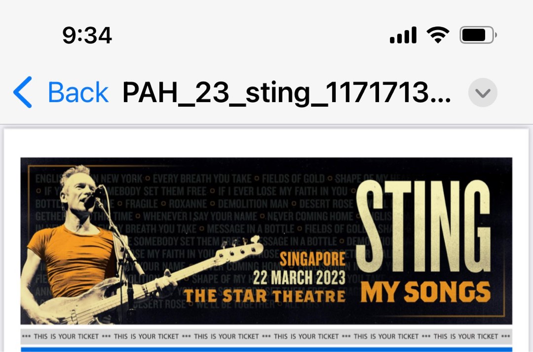 Sting Concert @Capitol Theatre, Tickets & Vouchers, Event Tickets on ...
