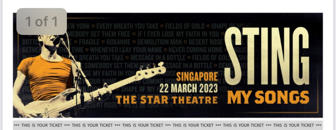 Sting Concert ticket - 1 ticket - 9 rows from front !, Tickets ...