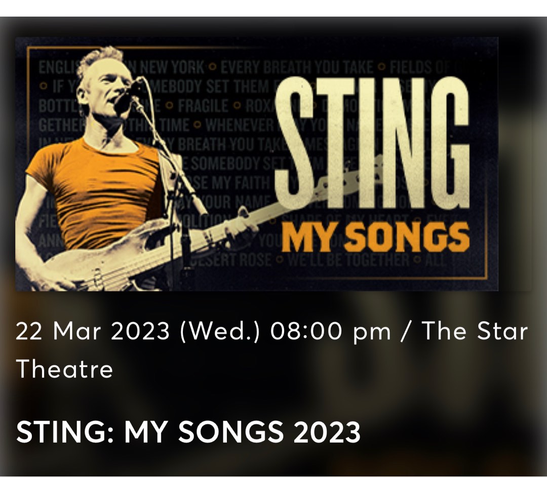 Sting in singapore - 22 march 2023 8 pm, Tickets & Vouchers, Event ...