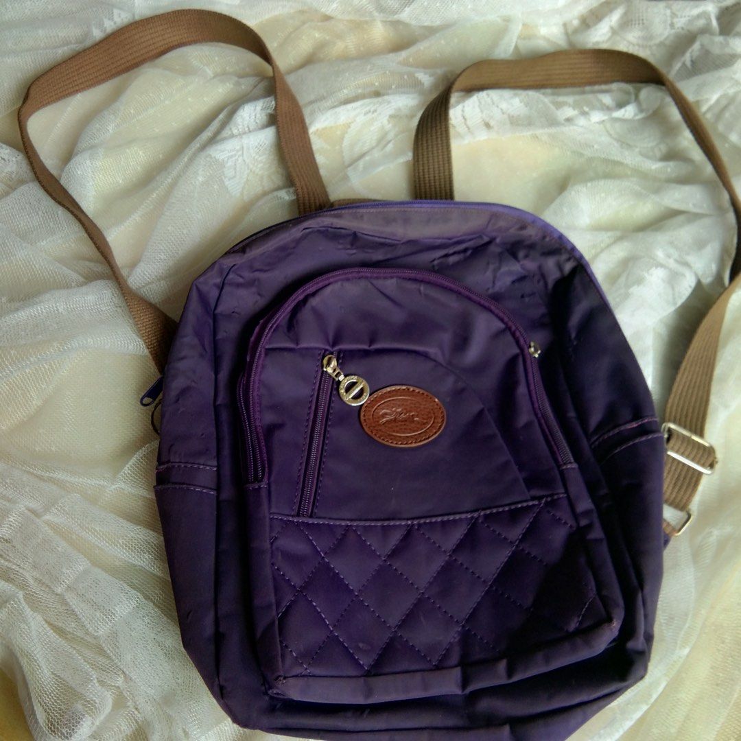 Tas backpack ungu, Fesyen Wanita, Tas & Dompet di Carousell