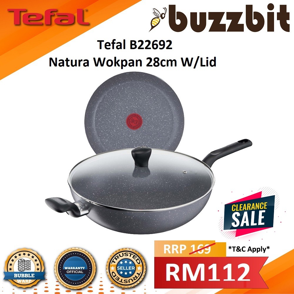 Tefal B22692 Natura Wokpan 28cm W/Lid, Furniture & Home Living, Kitchenware & Tableware ...