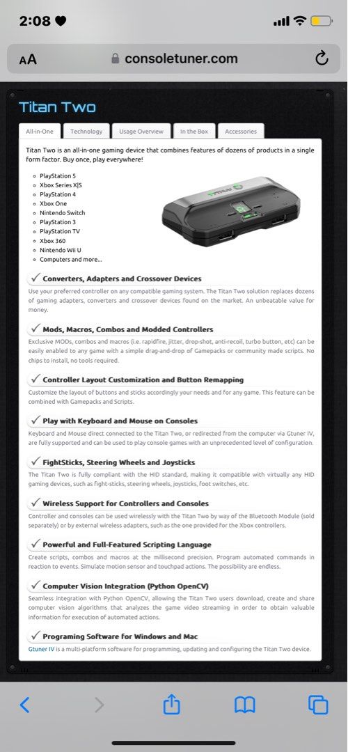 TITAN TWO console tuner, Computers & Tech, Parts & Accessories, Other Accessories on Carousell