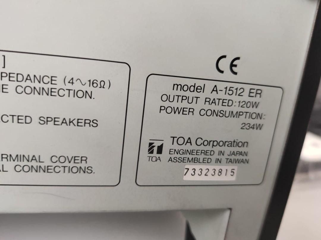 TOA PA Amplifier A-1500 Series For Sale @ $ 250 each (AAR 1452 ...
