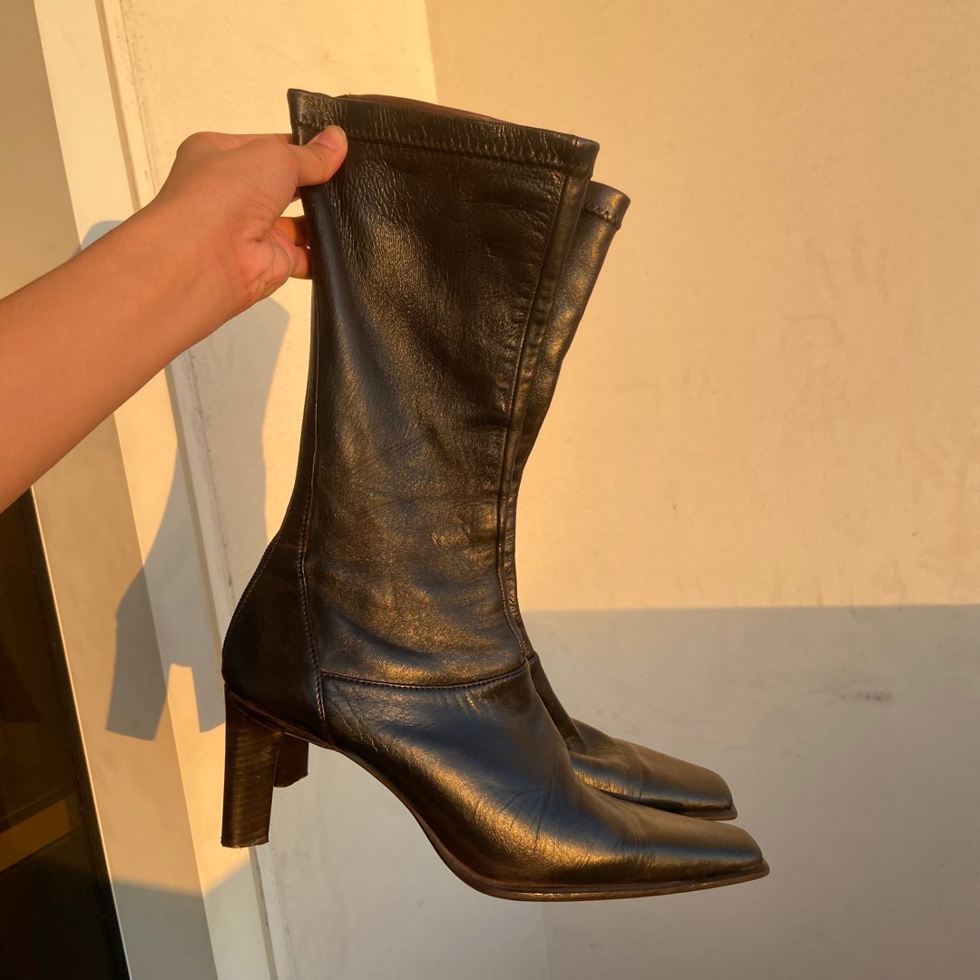 VINTAGE BLACK HALF BOOTS on Carousell