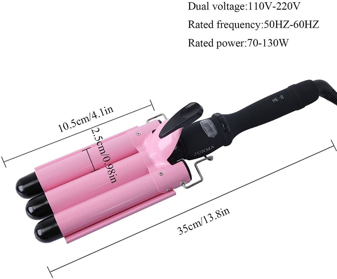 Vishine Professional Three Barrel Curling Iron Wand With Lcd