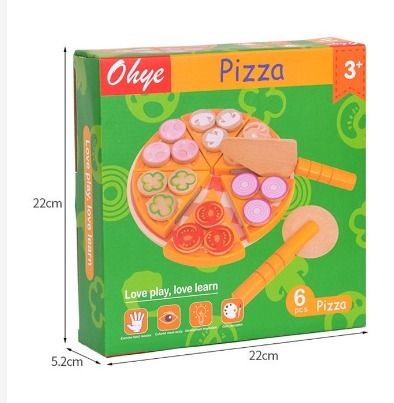 Wooden Pizza Toy Children Pretend Play Kitchen Cooking Roleplay Gift ...