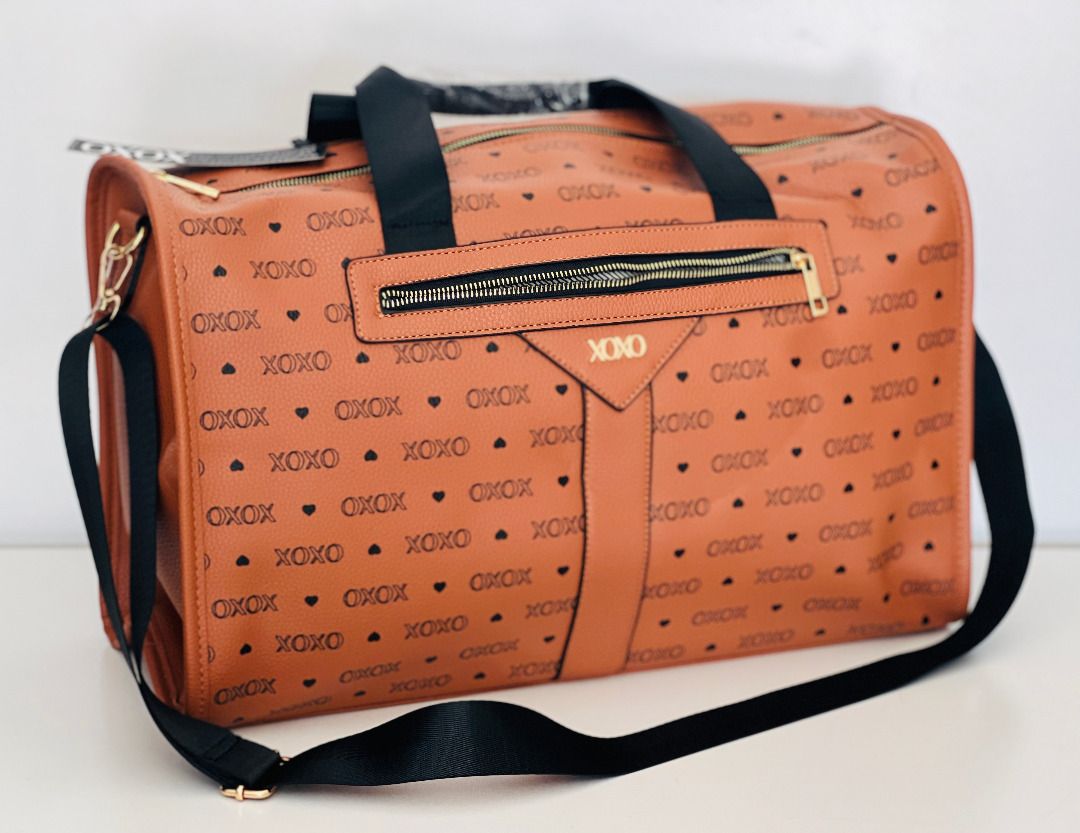 XOXO SIGNATURE LOGO COGNAC BROWN WEEKENDER TRAVEL LUGGAGE DUFFEL DUFFLE TOTE BAG on Carousell