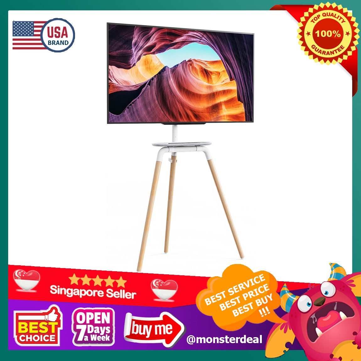 [YBR] Artistic Easel Tripod TV Floor Stand for 45 to 65 Inch LED LCD ...