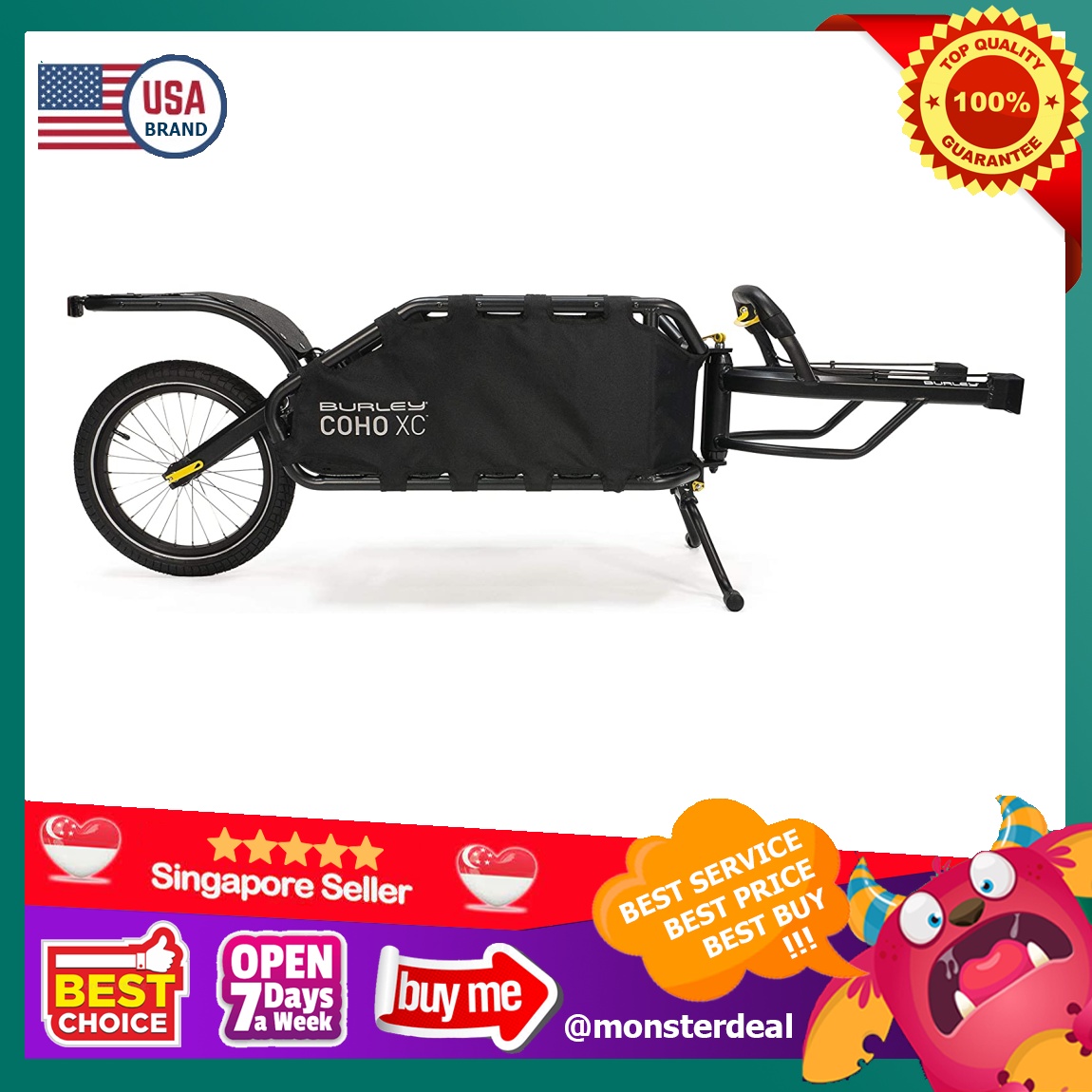 [YBR] Burley Coho XC, Single Wheel Suspension Cargo Bike Trailer ...