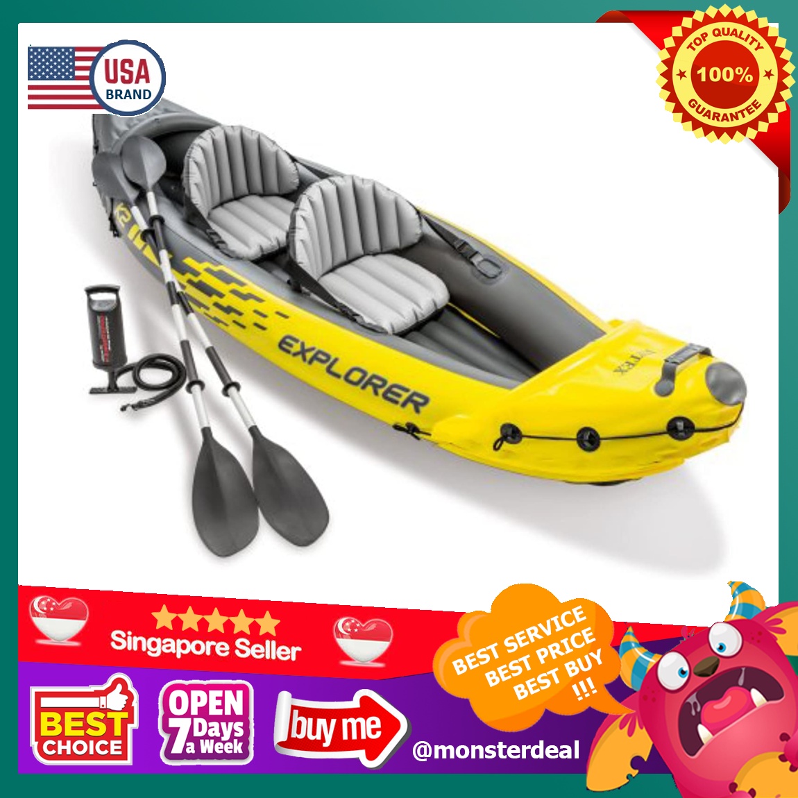 [YBR] Intex Recreation Explorer K2 Kayak, 2-Person Inflatable Kayak Set ...