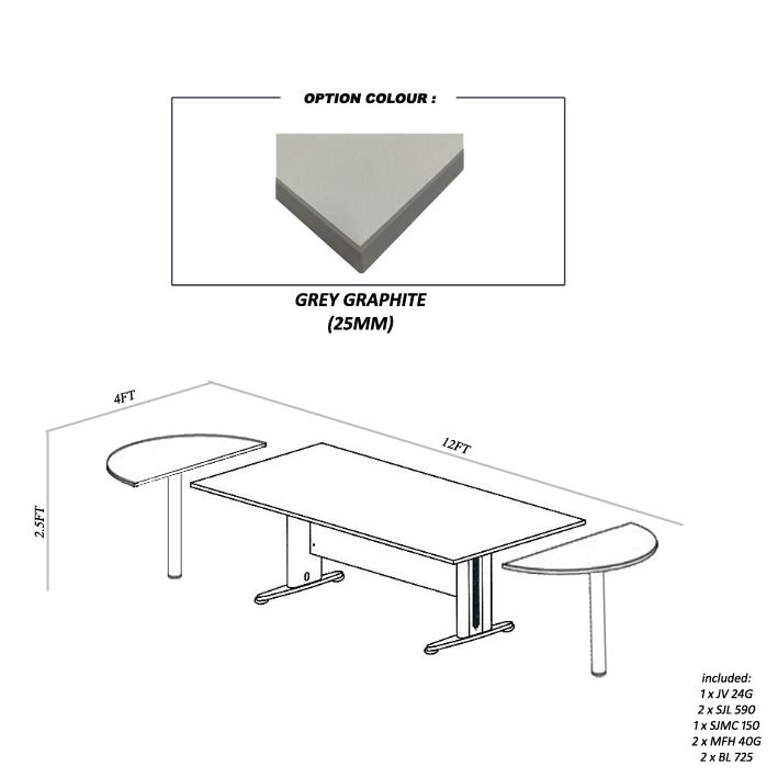 12FT Oval Shape Conference Table / Meeting Table (10-12 pax), Furniture ...