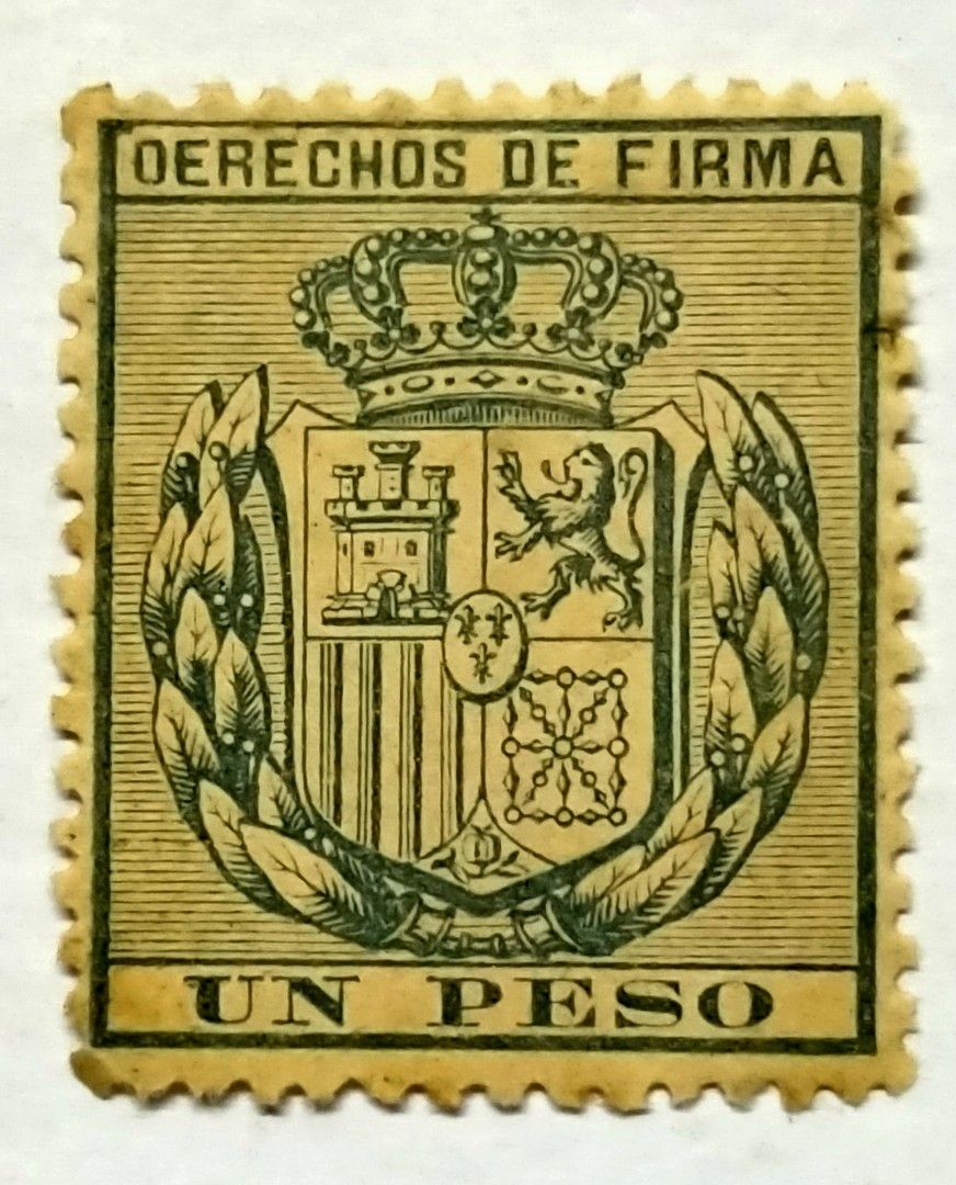 1890 Spanish Philippines UN Peso**Derechos De Firma**old Stamps Mint ...