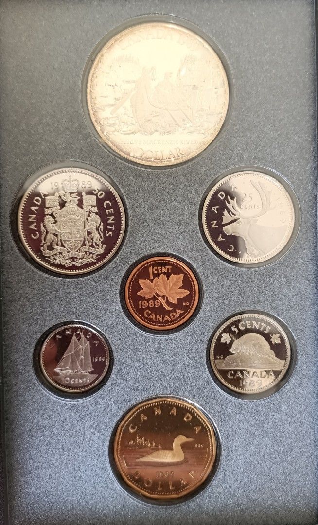 1989 Proof Set of Canadian Coinage in Leather Wallet and Box, Hobbies ...