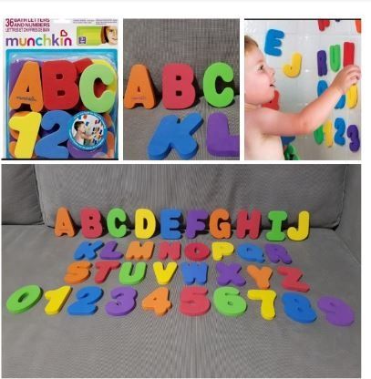 36 pcs Munchkin Bath Foam Alphabets Numbers Letters Toy Bathing Shower ...