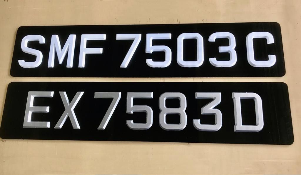 3D Matt Silver / Gloss White License Plates (LTA Approved), Car ...