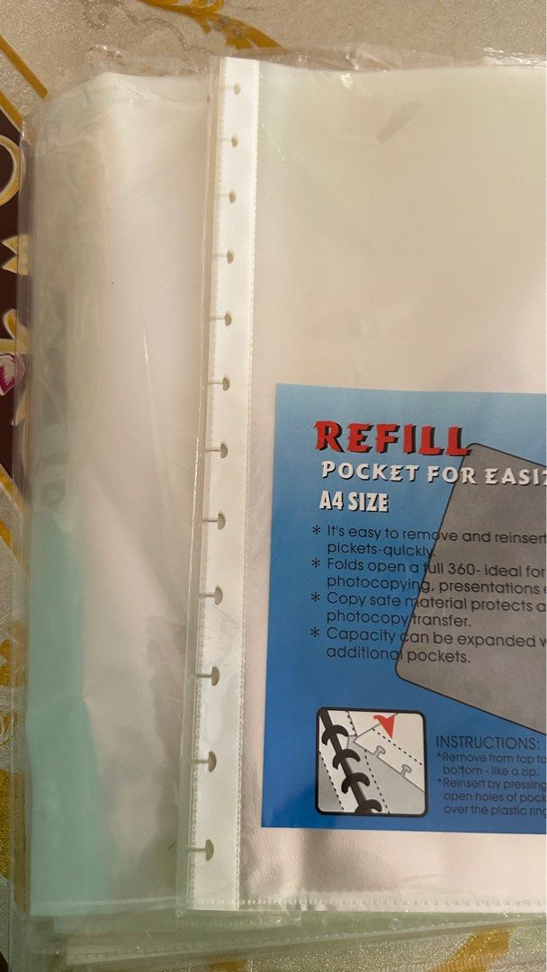 A4 refill pocket for display book binder, Hobbies & Toys, Stationery ...