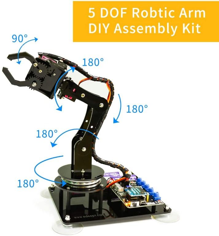 Adeept 5-DOF Robot Arm 5Axis Robotic Arm Kit Compatible With Arduino IDE | Programmable Robot ...