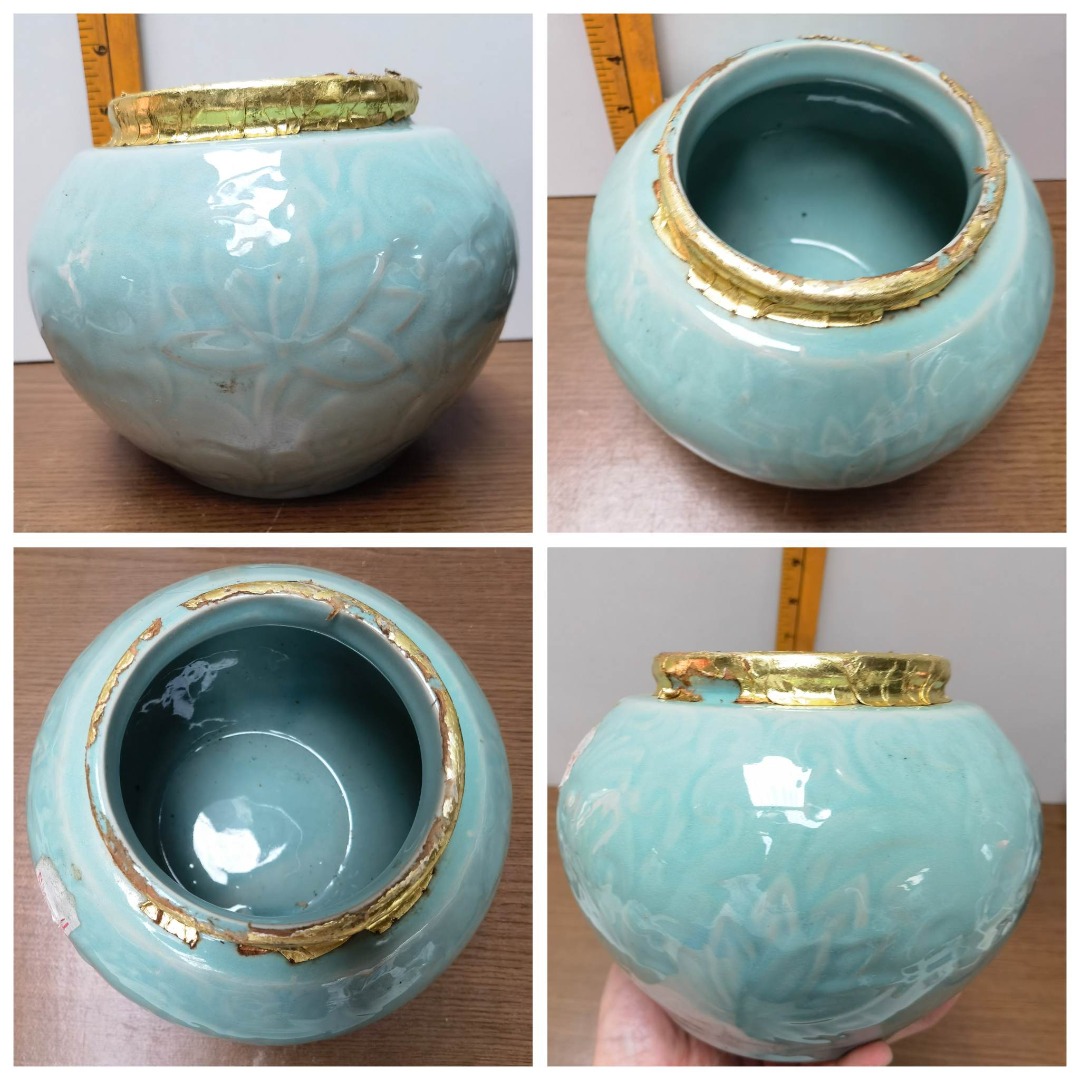 Aqua Green Surplus Decorative Jar with signs of usage, Furniture & Home ...