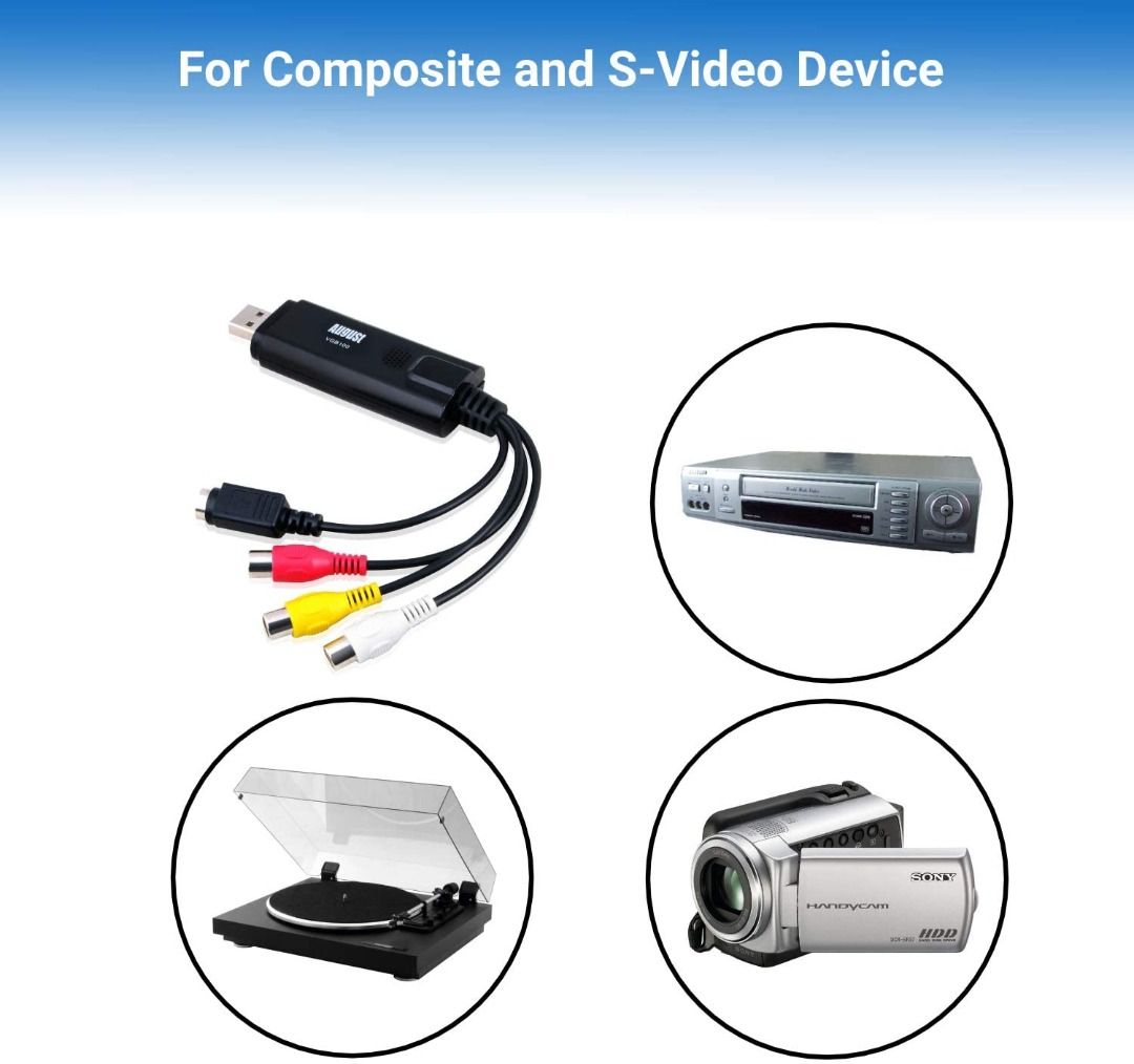 August VGB100 - External USB Video Capture Card - S Video / Composite ...