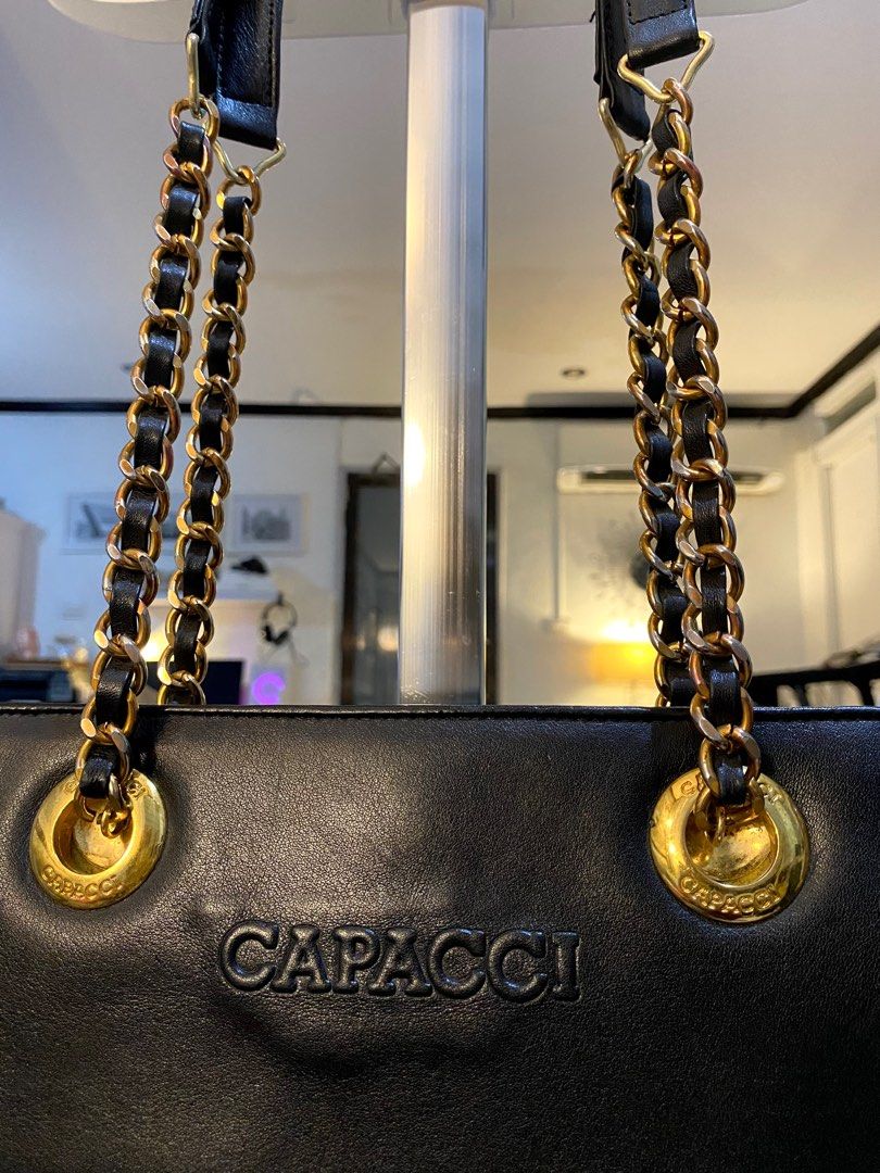 Authentic Capacci Leather Sling Bag - Black Medium Size - on Carousell